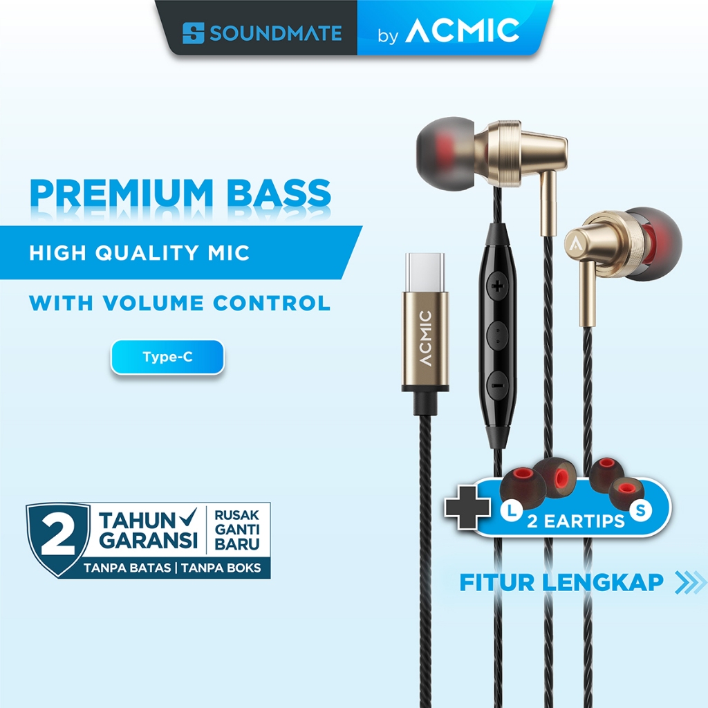 Jual ACMIC ELITE In-Ear Headset Type C Earphone Earbuds Stereo with Mic ...