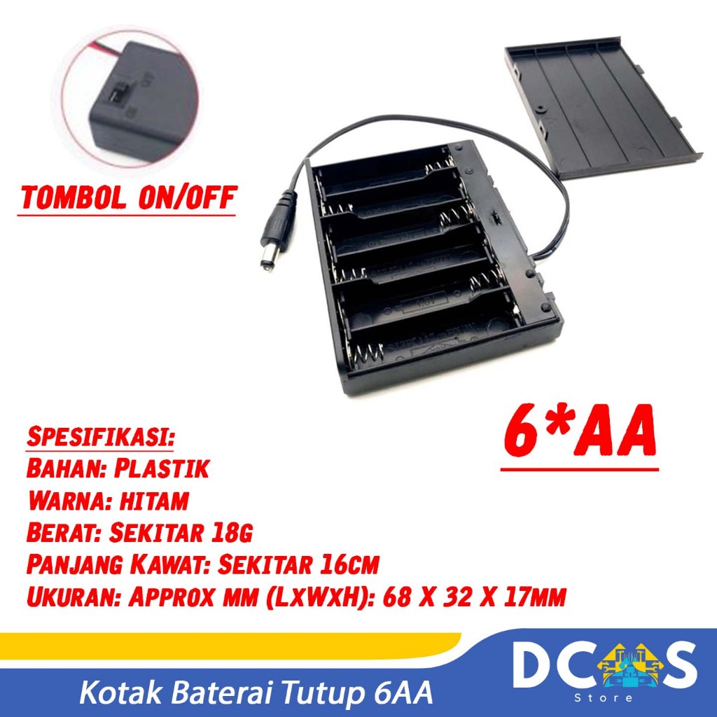 Jual Kotak Baterai Tutup 6 Aa Tempat Baterai 6 Aa Battery Holder Box