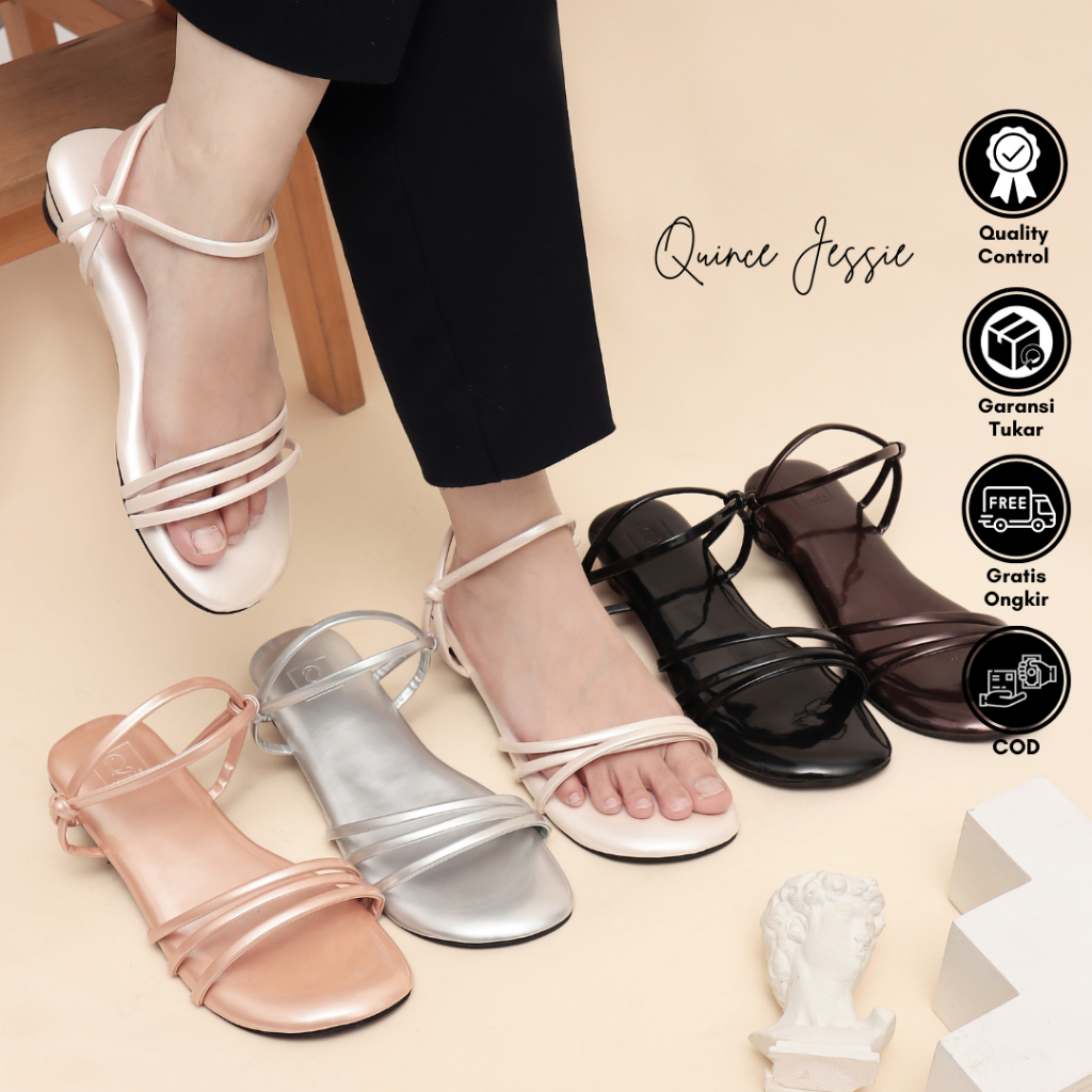 Jual QUINCE Jessie Sendal Wanita Heels 3 Cm Hak bulat | Shopee Indonesia