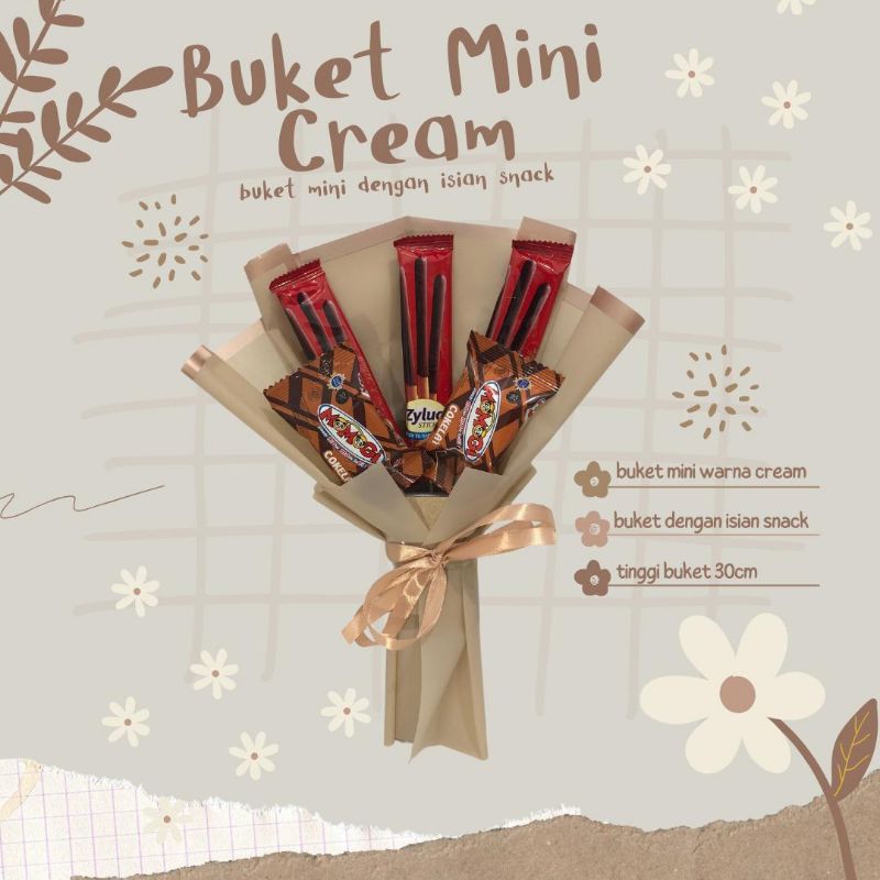 Jual BUKET MINI KOSONG DAN ISI SNACK KERTAS CREAM | Shopee Indonesia
