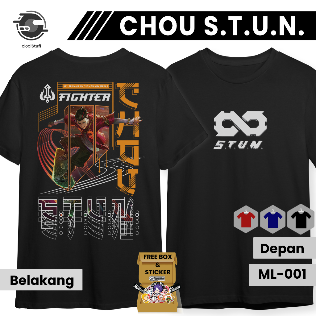 Jual Kaos MLBB Chou STUN Mobile Legends Lengan Pendek Hitam Combed 24s ...