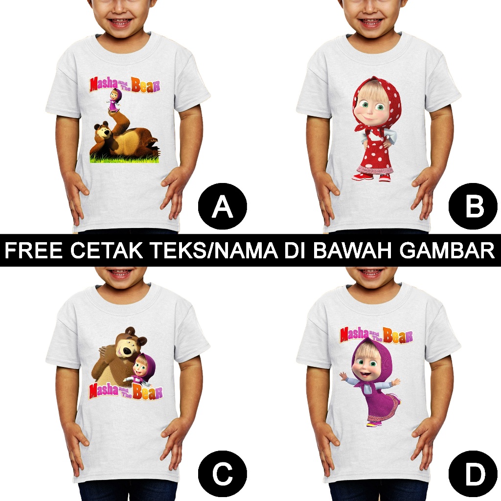 Jual Marsha And The Bear Baju Kaos Anak dan Balita Cotton Unisex Untuk ...