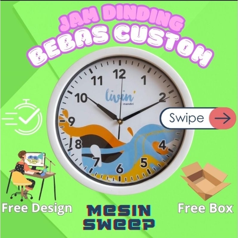 Jual Jam Dinding Custom Jumbo Mesin Awet (Mesin Sweep). Souvenir/hadiah ...