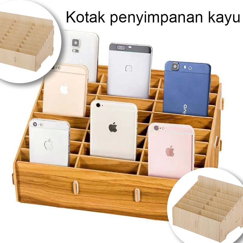 Jual Management Box Cell Phone Phone Storage Box Rak Kayu Untuk Susunan ...