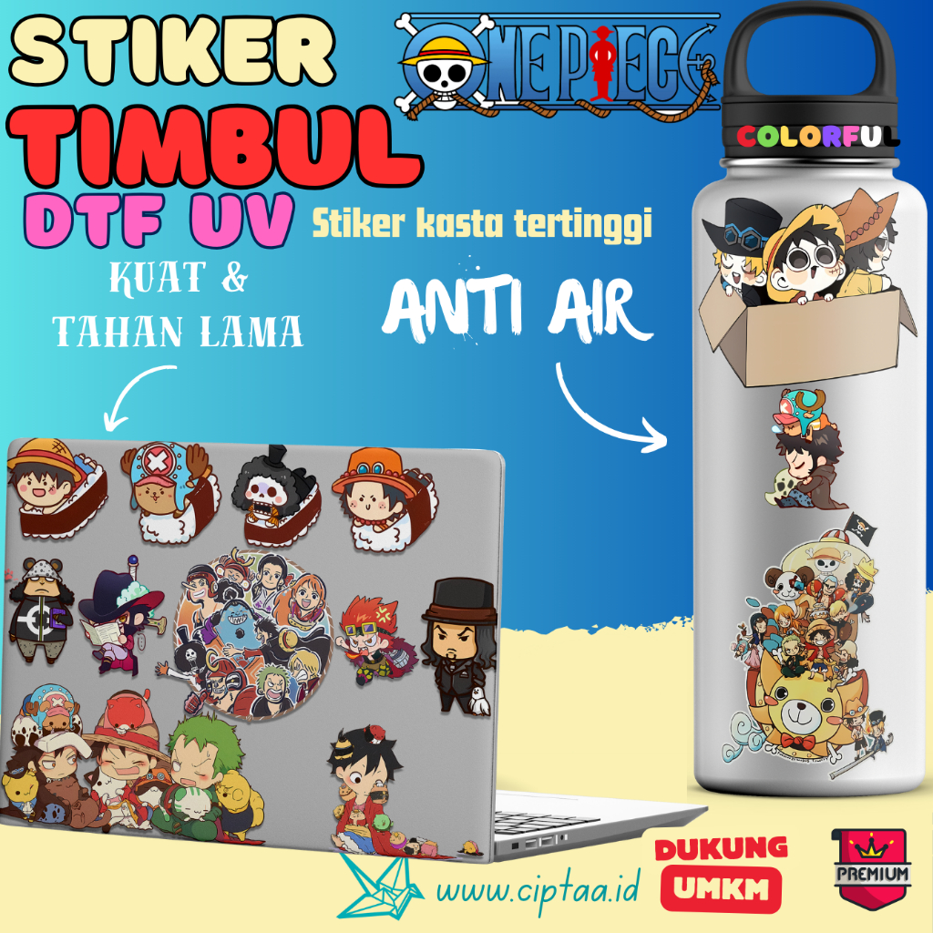 Jual Stiker One Piece - Stiker Timbul DTF UV - Sticker Anime Chibi ...