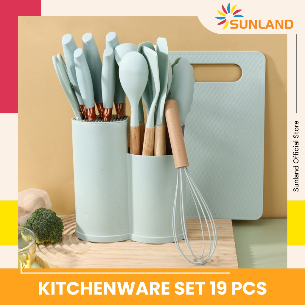 Jual SUNLAND Set Alat Dapur Silikon Sutil Silicone Kitchen Set 19 IN 1 ...