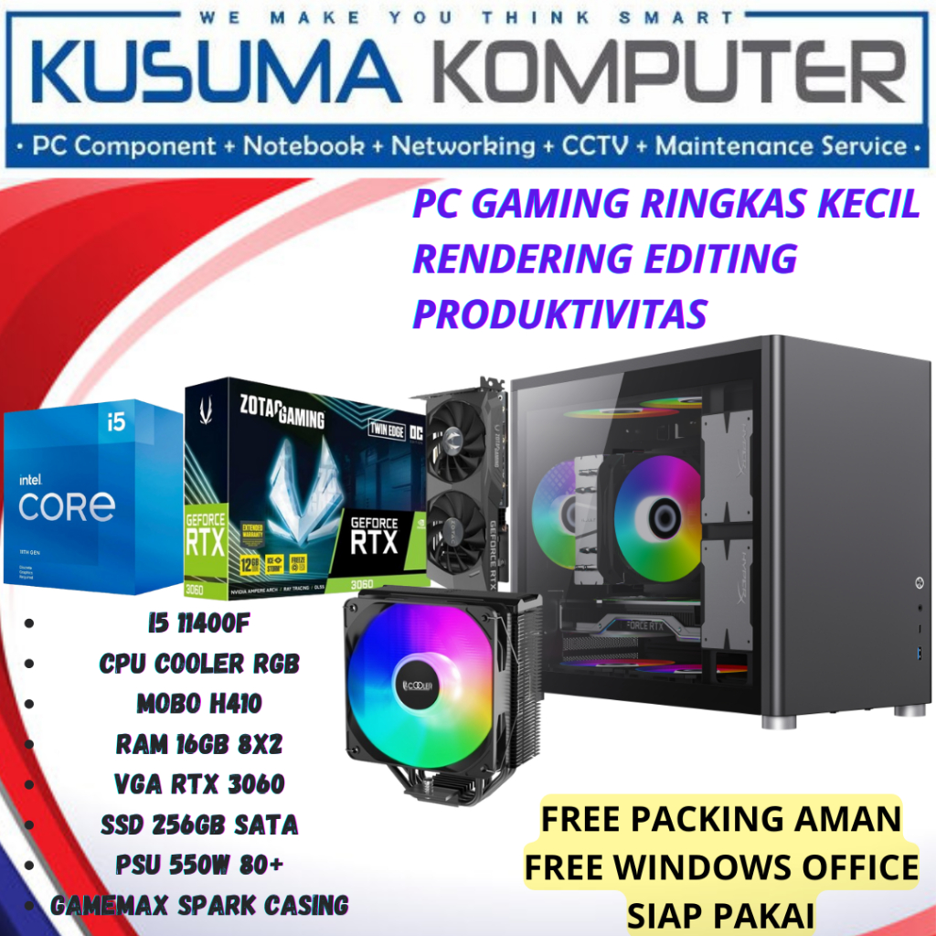 Jual PC Rakitan Gaming Rendering intel core i5 11400F VGA RTX 3060 16GB RAM | Shopee Indonesia