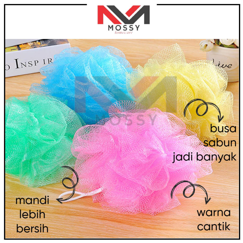 Jual MOSSY Spon Mandi Bulat Busa / Spons Mandi Jaring Gosok Bath Spons ...