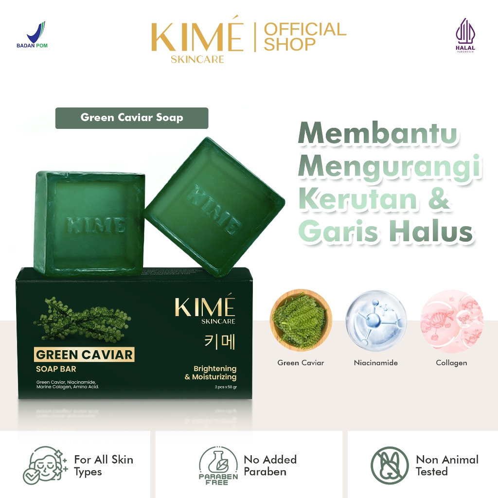 Jual SABUN VIRAL - KIME GREEN CAVIAR SOAP 1 BOX ISI 2 PCS ORIGINAL ...
