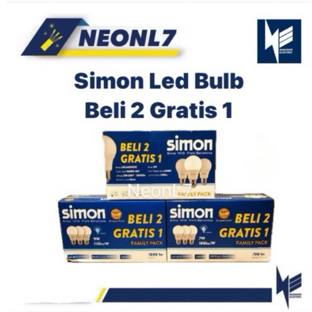 Jual SIMON LAMPU LED BULB FAMILY PACK 2IN1 PAKET BELI 2 GRATIS 1 ...