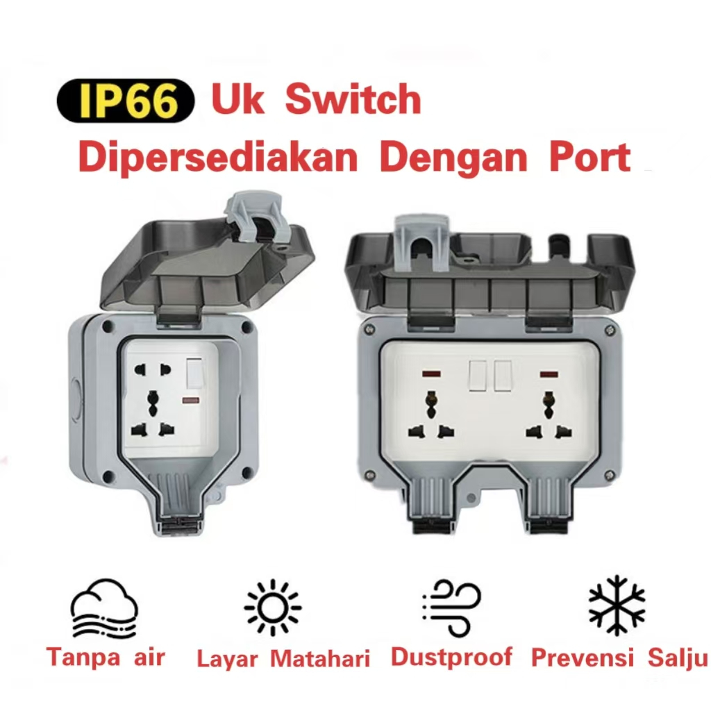 Jual IP66 Weather proof Water Outdoor Wall Socket Double Universal ...