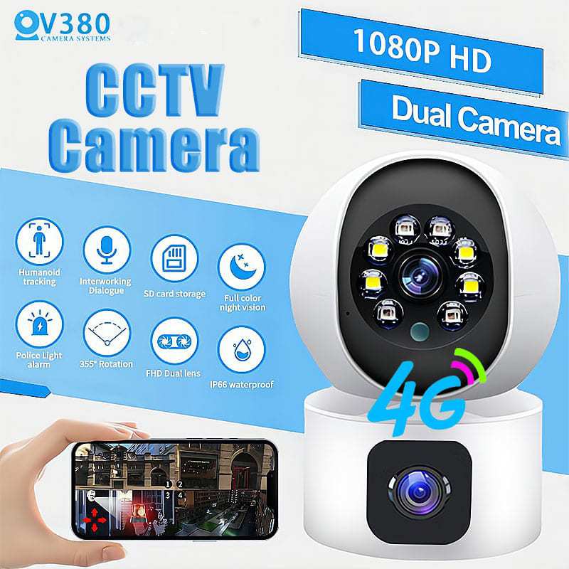 Jual cctv 4g simcard indoor v380 pro 4MP dual kamera 360 ip camera cctv ...