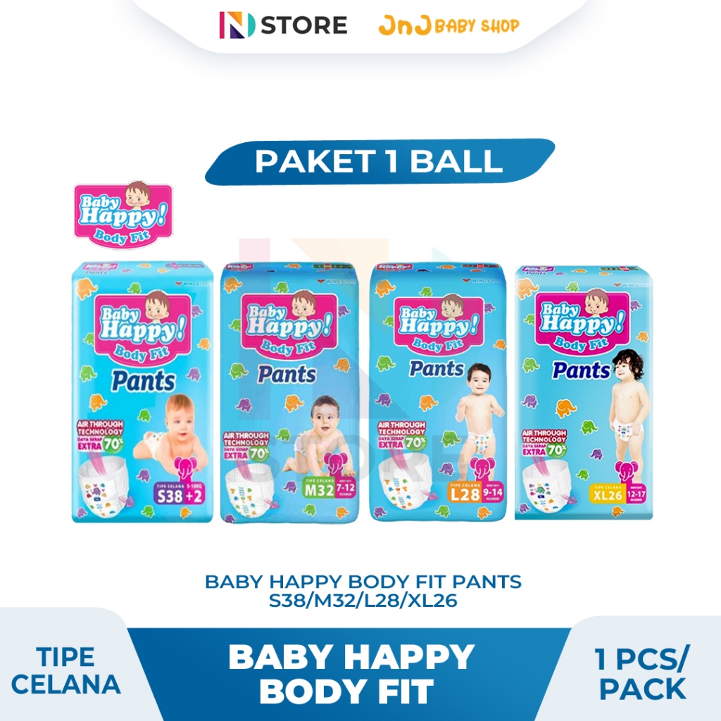 Jual Baby Happy Body Fit S38/M32/L28/XL26/XXL24/L42 Paket 1 Ball/Pack Tipe Celana | Shopee Indonesia