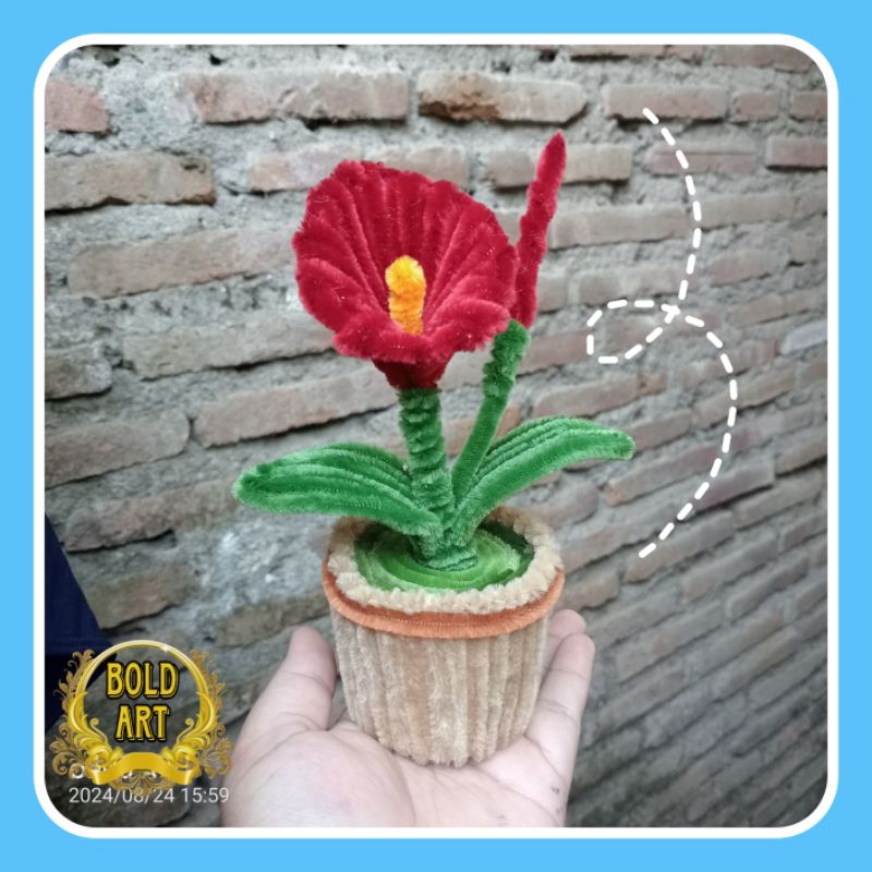 Jual BUNGA POT MINI KAWAT BULU / BUNGA CALLA LILY PIPE CLEANER HIASAN ...