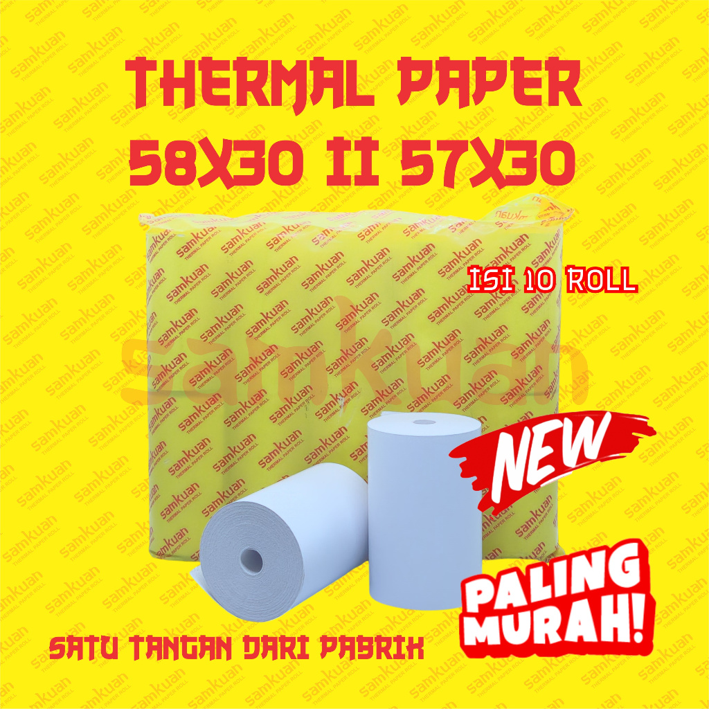 Jual SAMKUAN 10 ROLL KERTAS STRUK THERMAL PAPER ROLL 57X30 TERMAL EDC ...