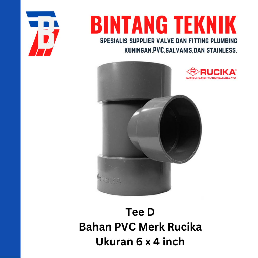 Jual Reducer Tee (Vlok Tee) 6" x 4" inch PVC Rucika D | Shopee Indonesia