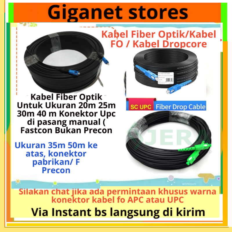 Jual Kabel Fiber Optik Dropcore FTTH Kabel FO 10m 15m 20m 25m 35m 40m ...