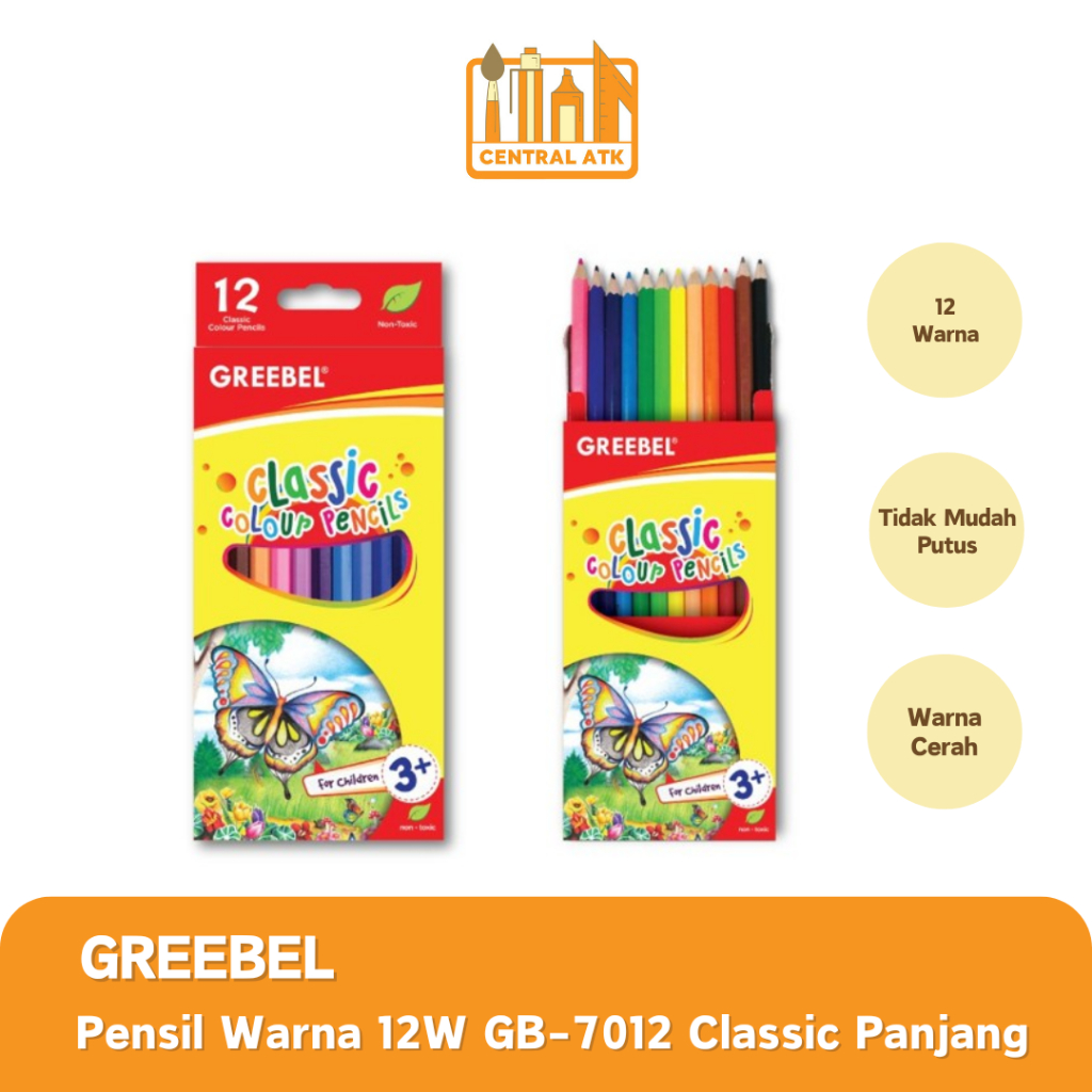 Jual PENSIL WARNA | COLOR PENCIL GREEBEL 12 WARNA CLASSIC PANJANG 7012 ...