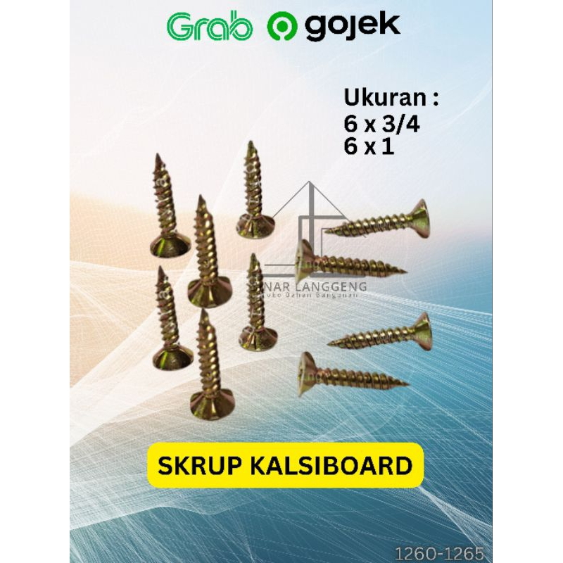 Jual (100pcs)Sekrup GRC Calsi/Kalsi board Kuning ukuran 6 x 1, 6x3/4 ...