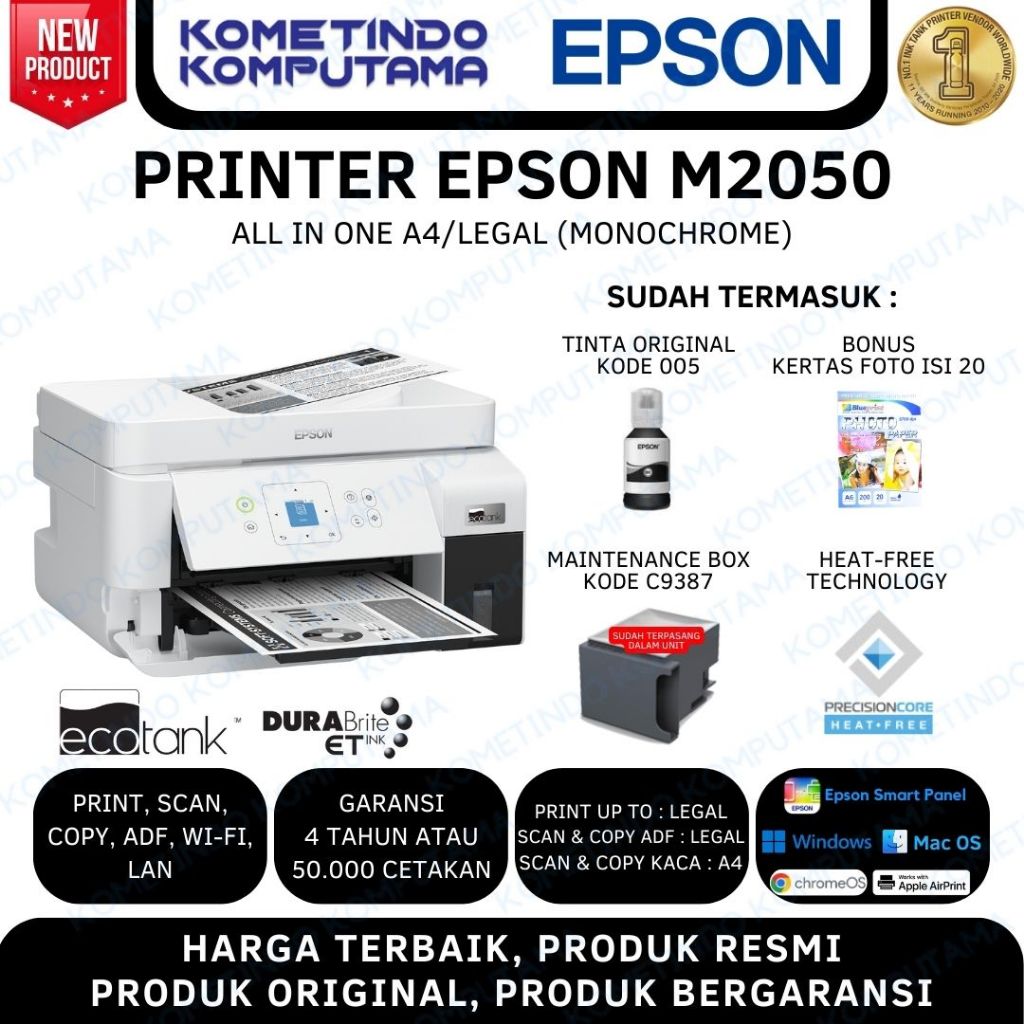 Jual M2050 Printer Epson M-2050 Monochrome Print Scan Copy ADF Wifi ...