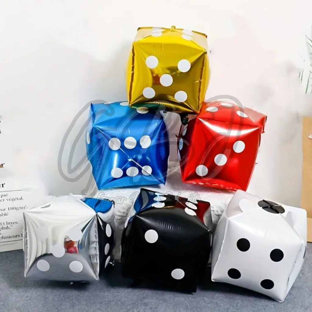 Jual Balon Foil JUMBO Dice / Kotak Kubus Dadu 4D - 22inch / 56cm ...