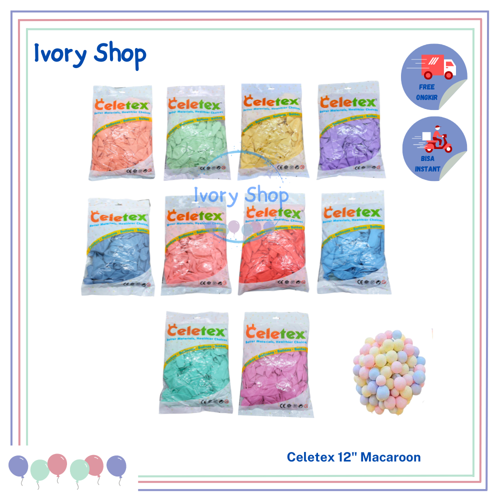 Jual Balon Latex 12 inch Macaroon Pastel Merk Celetex 1pak isi 100pcs ...