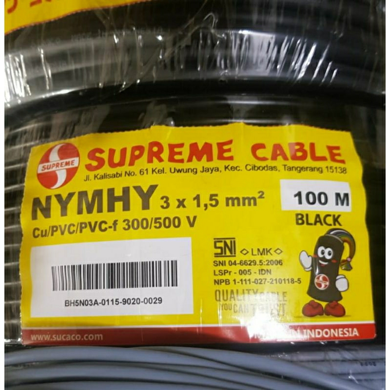 Jual KABEL SUPREME SERABUT NYMHY BLACK/HITAM 3X1.5 100M | Shopee Indonesia