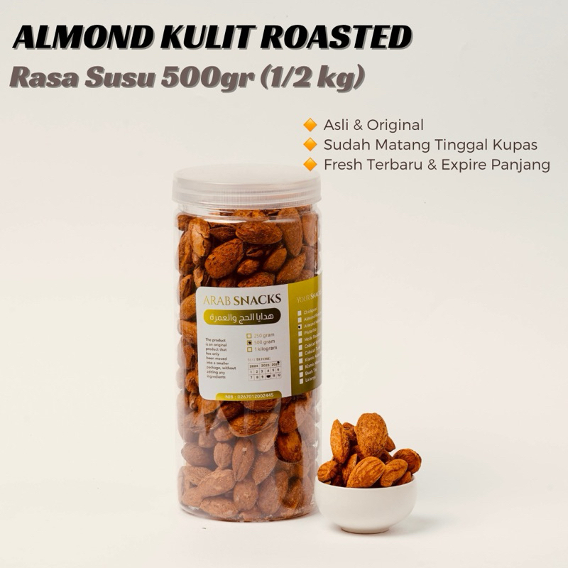 Jual KACANG ALMOND CANGKANG SUSU 500gr Panggang Almon Kulit Roasted in ...