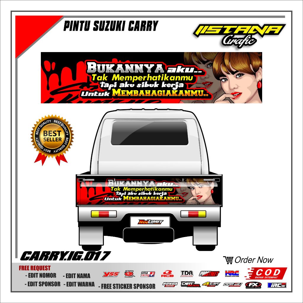 Jual Sticker STRIPING Variasi Mobil Pintu Suzuki Carry Belakang FREE ...