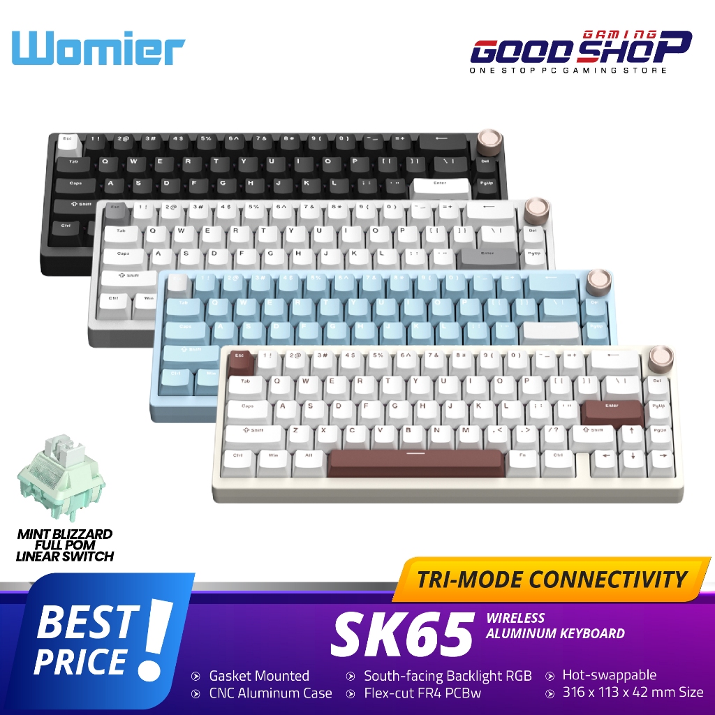 Jual Womier SK65 65% Gasket Mounted Wireless Aluminum Keyboard | Shopee ...