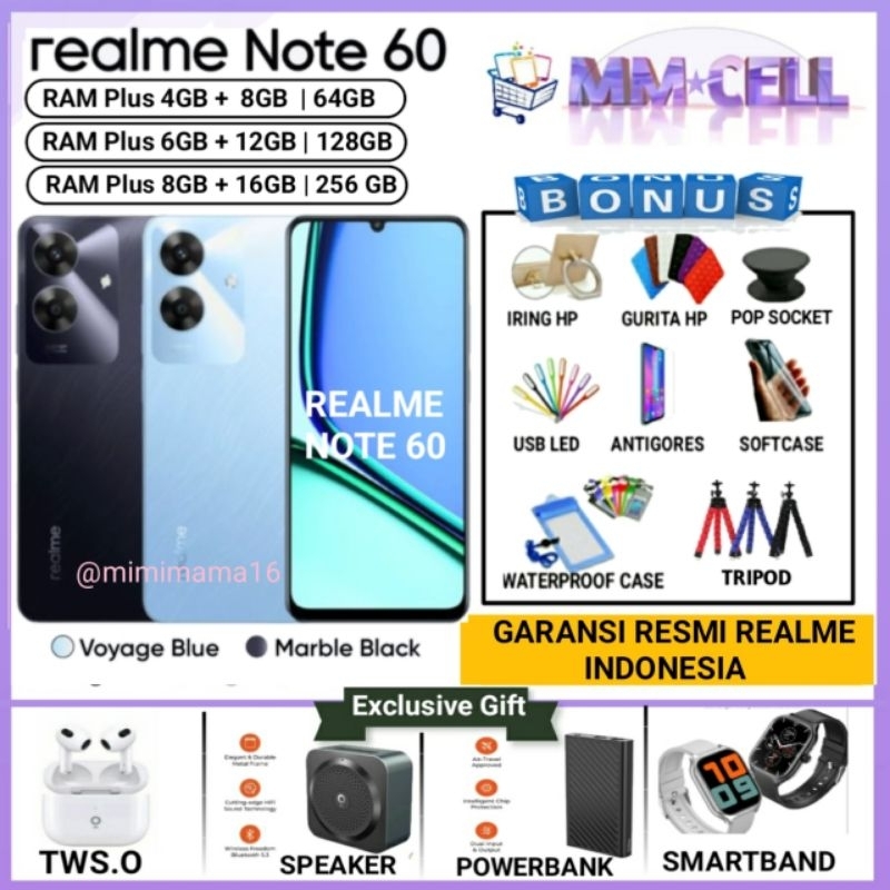Jual REALME NOTE 60 RAM 8/256 | NOTE 60 6/128 | NOTE 60 4/64 GB GARANSI RESMI REALME INDONESIA ...