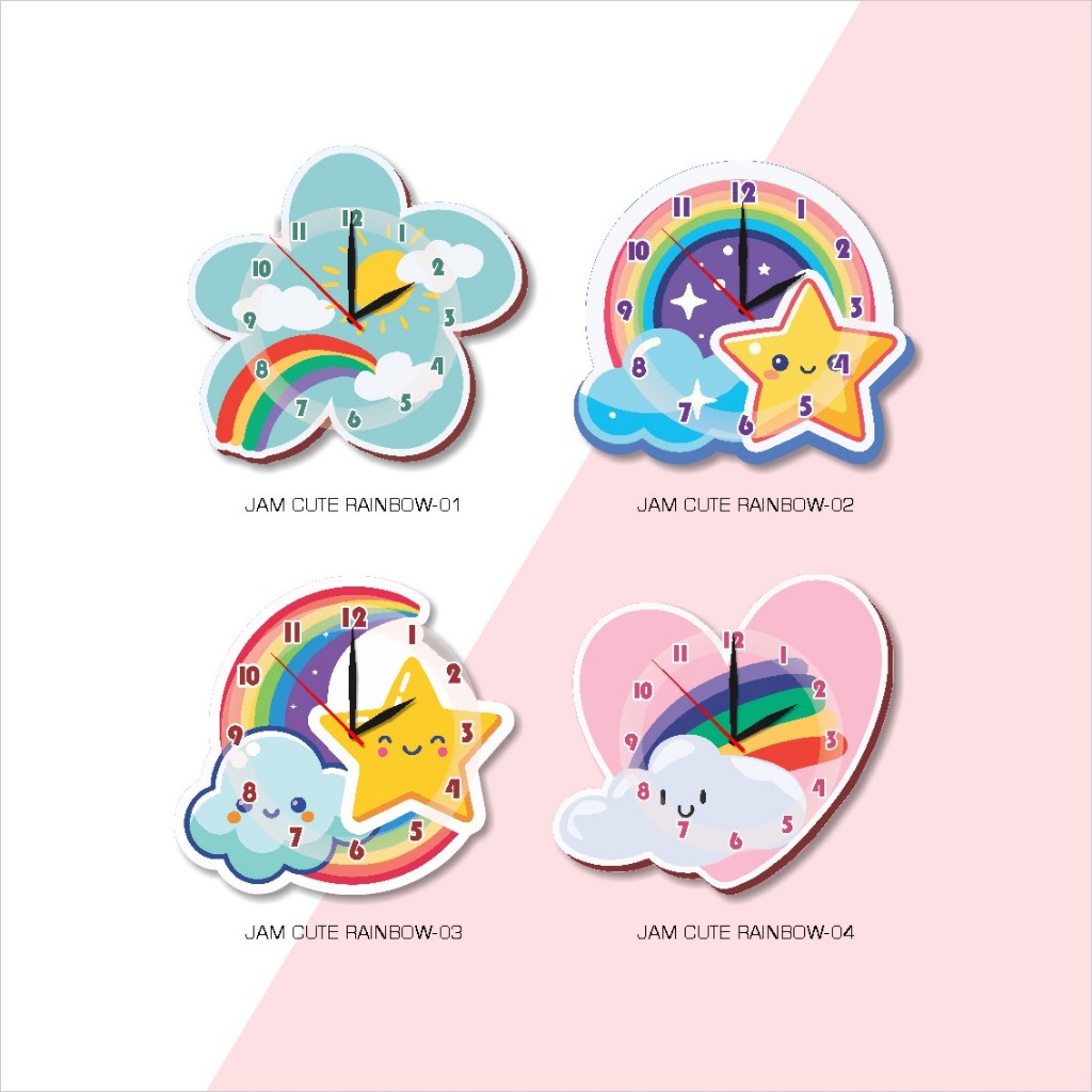 Jual PSO Jam Dinding Cute Rainbow Dekorasi Pajangan Hiasan Dinding ...