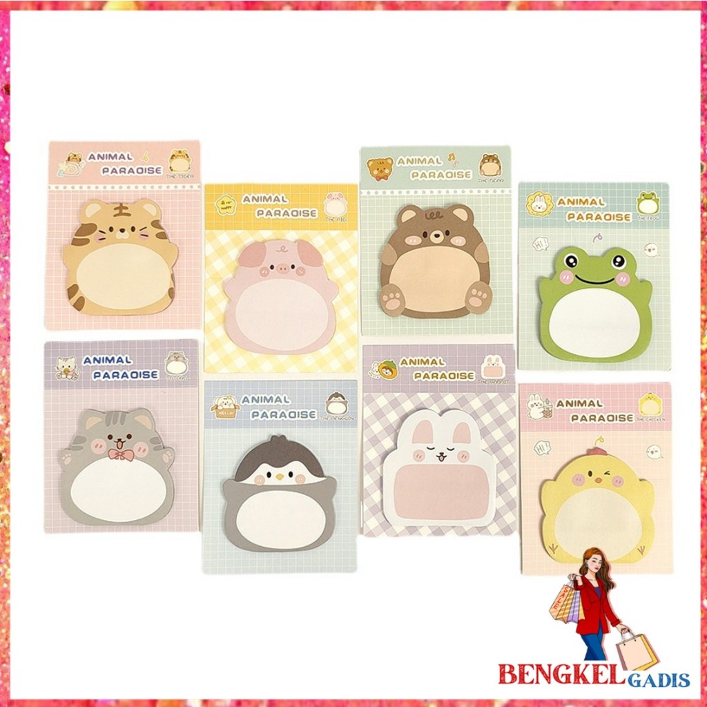 Jual BG Catatan Memo Note Karakter Sticky Notes Motif Hewan Tempelan ...
