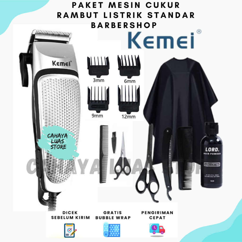 Jual Mesin Cukur Rambut Kemei Profesional Hair Clipper Standar Barbershop Paket Lengkap Alat ...