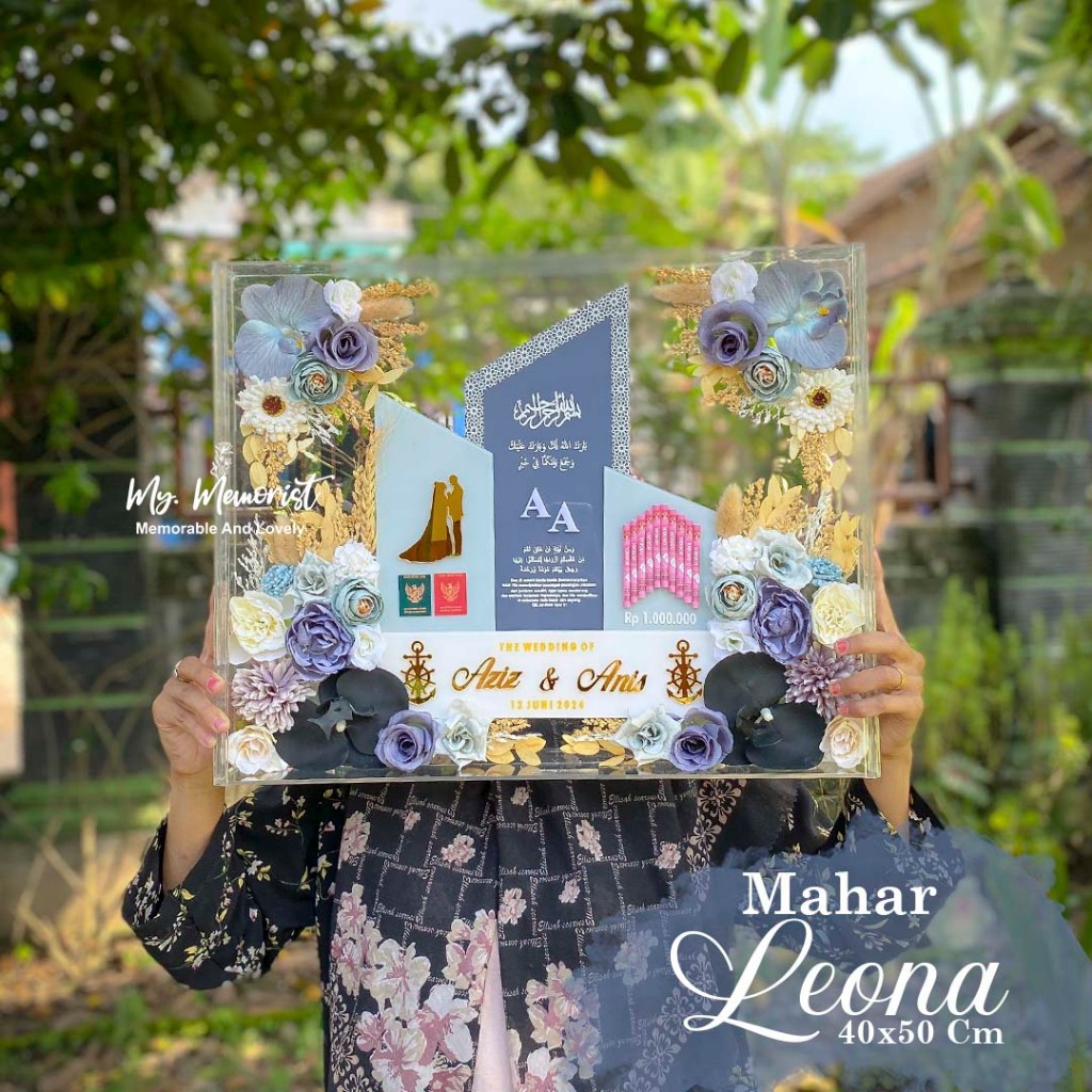 Jual Mahar Leona Bahan Akrilik Bunga Rustic Bingkai Akrilic Frame size ...