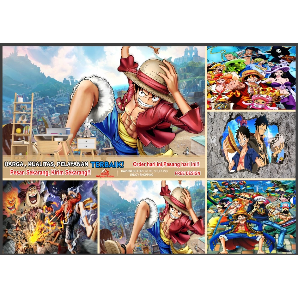 Jual Wallpaper Dinding Custom 3D Animasi Anak | Animasi One Piece ...