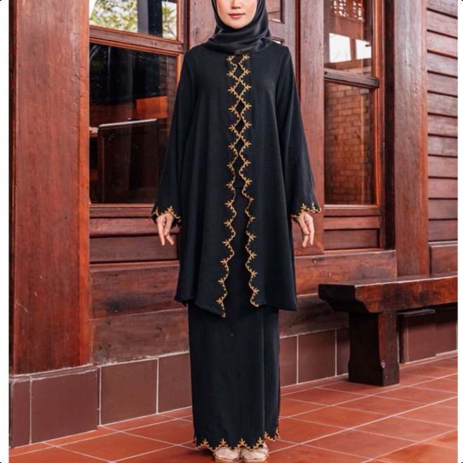 Jual GDTIMA Baju One Set Wanita Lengan Panjang Crinkle Tunik Rok Set ...