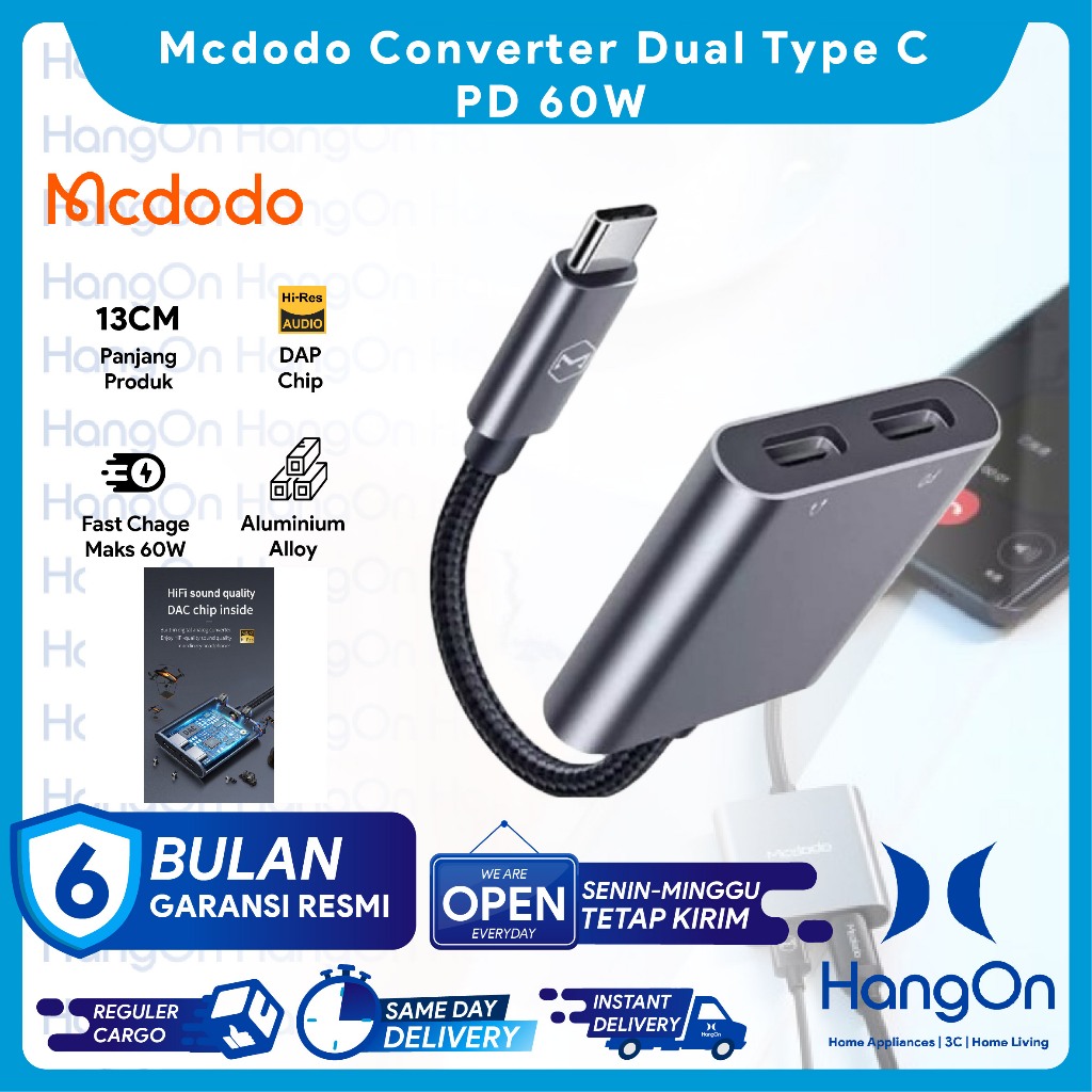 Jual Mcdodo Adapter Audio Converter Type C to Dual Type C with Call PD ...