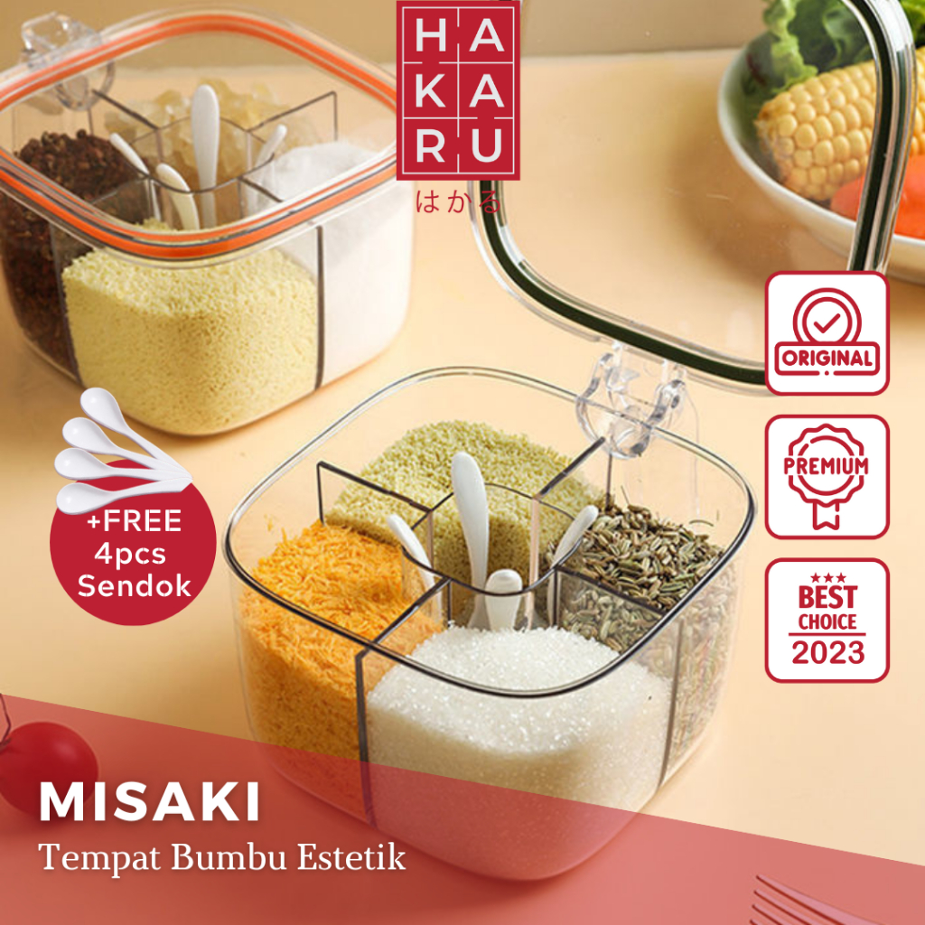 Jual HAKARU - MISAKI Toples Bumbu 4 in 1 Gula Garam Kedap Udara ...