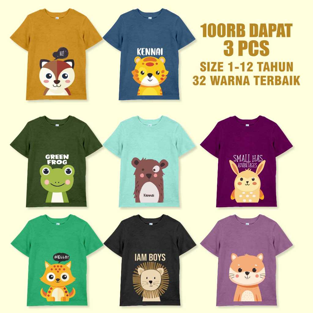 Jual Kennai Kaos Anak Tiger Animal Laki Laki Usia 6-12 Tahun Perempuan ...