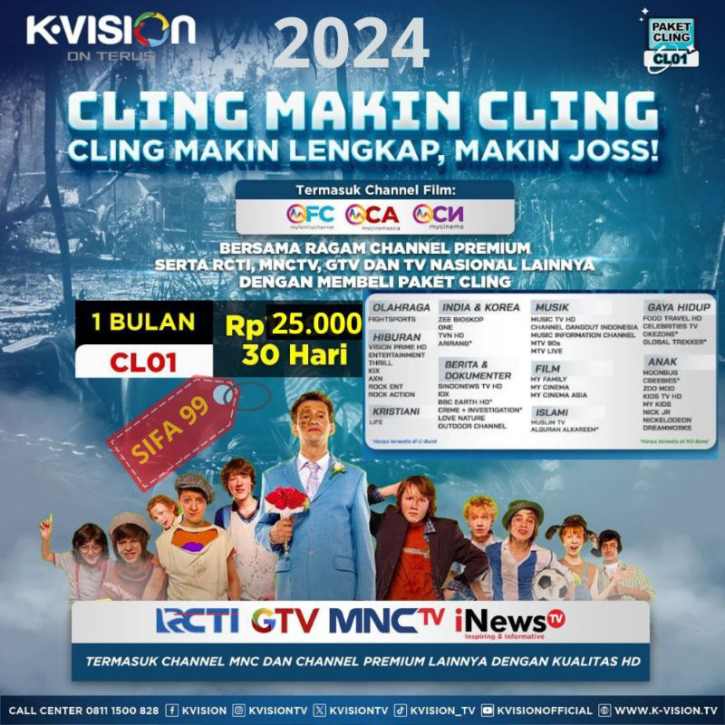 Jual *Paket tv Cling K vision Paket 30/60/90/180 Hari CL01 CL06 MNC ...