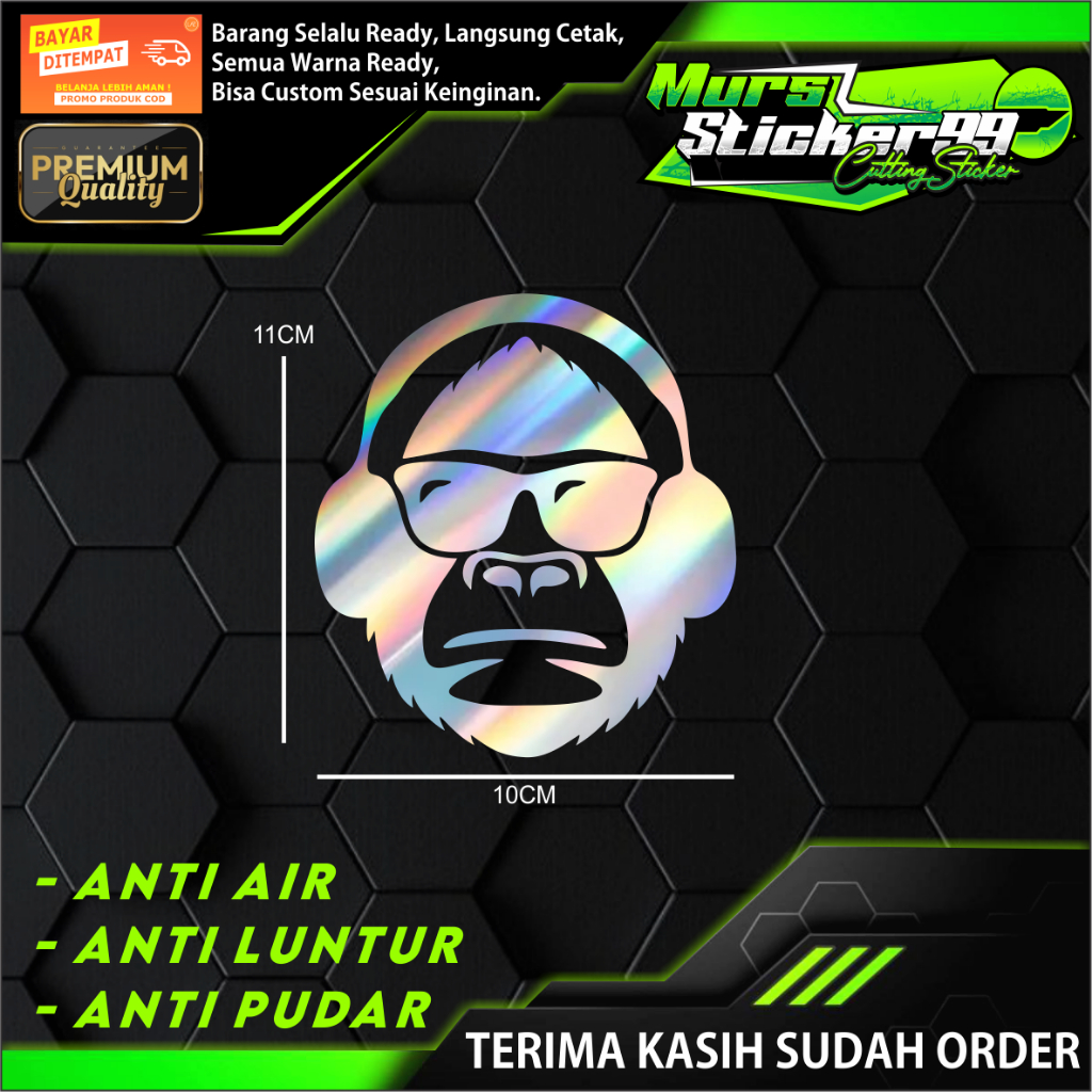 Jual Sticker Cutting KEPALA MONYET KEREN Cocok Untuk Motor Dan Mobil ...