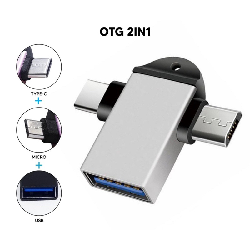 Jual OTG 2 in 1 MICRO USB DAN TYPE-C / OTG MICRO USB / OTG TYPE-C BAHAN BESI Perpcs | Shopee ...