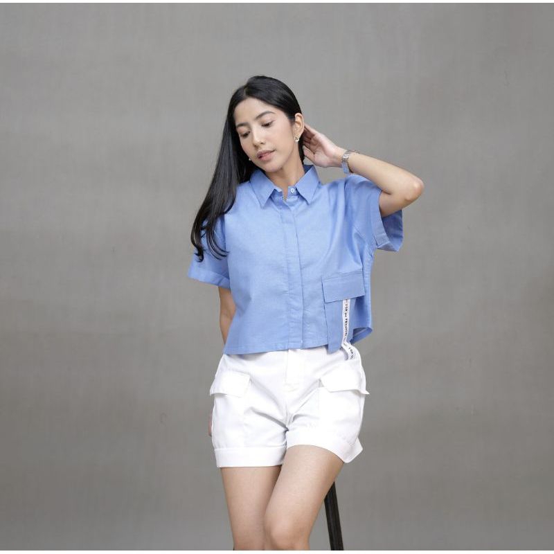 Jual atasan wanita laura pocket katun linen premium terbaru kemeja ...