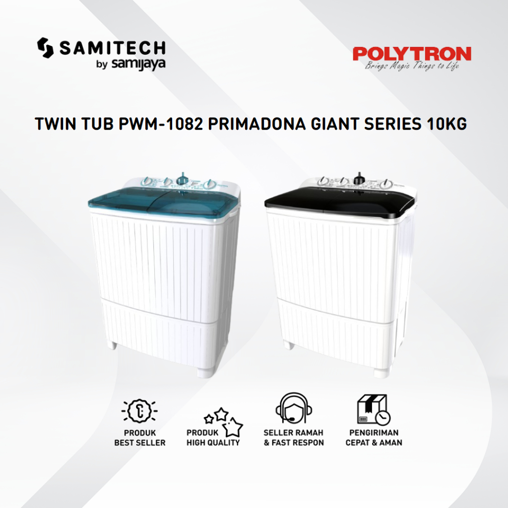 Jual Mesin cuci 2 tabung POLYTRON PWM-1082 Twin Tub PWM 1082 Primadona ...