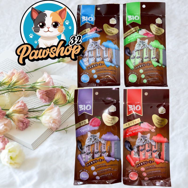 Jual BIO CREAMY SNACK KUCING isi 4pcs x 15gr | Shopee Indonesia