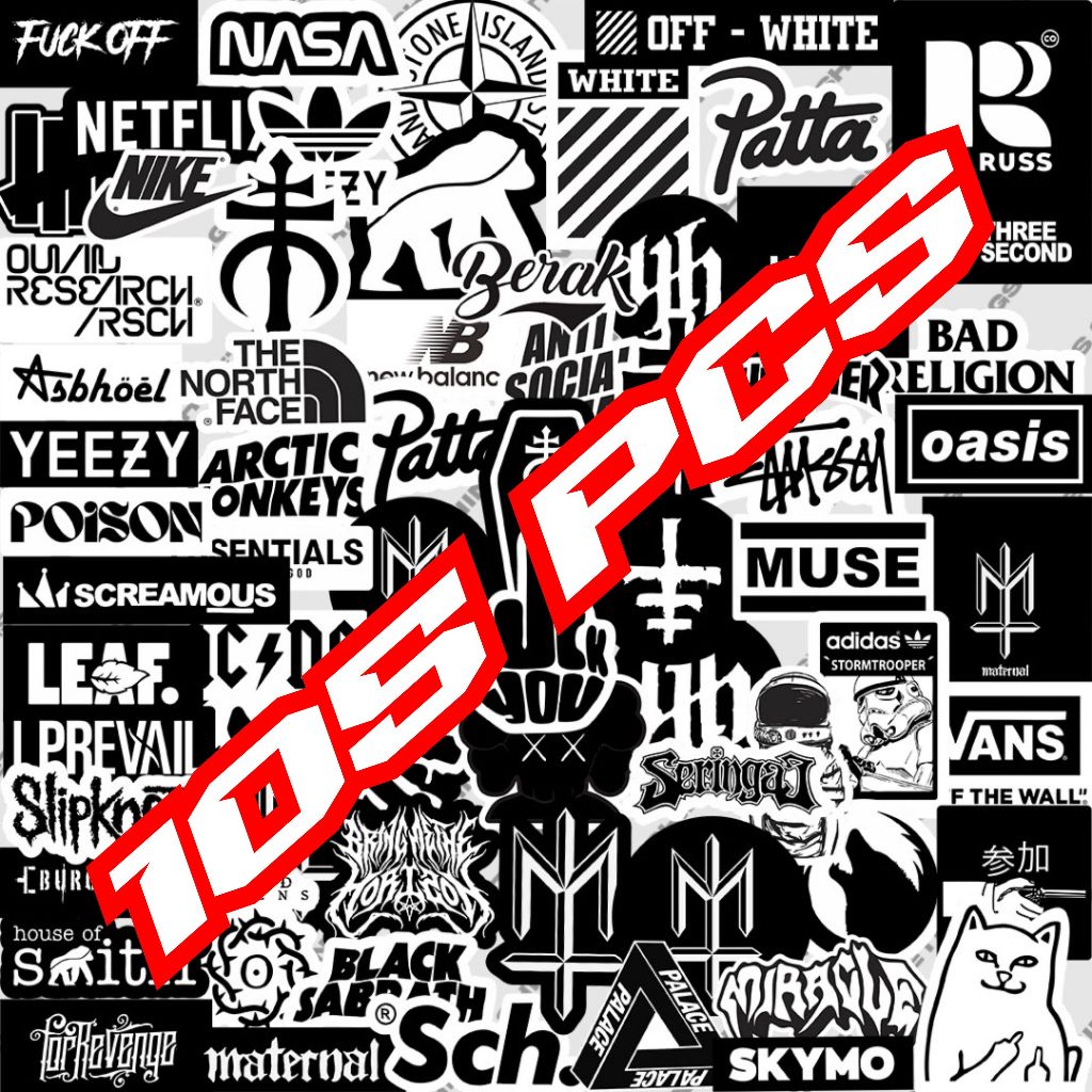 Jual STIKER BRAND DISTRO MINI ISI 105 PCS TERMURAH BAHAN GRAFTAC STIKER ...