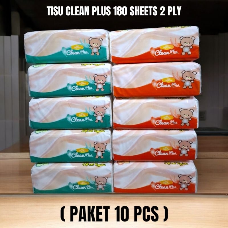 Jual Clean Plus Facial Tissue 180 sheets 2 ply / Tisu Wajah ( Paket 10 ...