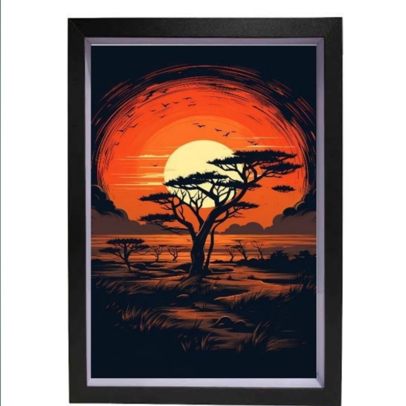 Jual Poster cetak hiasan dinding gambar pohon senja aesthetic ukuran ...