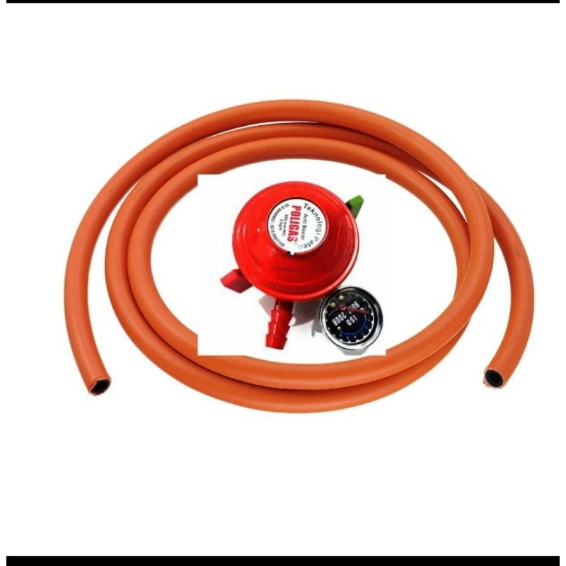 Jual jual paket regulator poligas double lock meter dan selang orange 2 ...